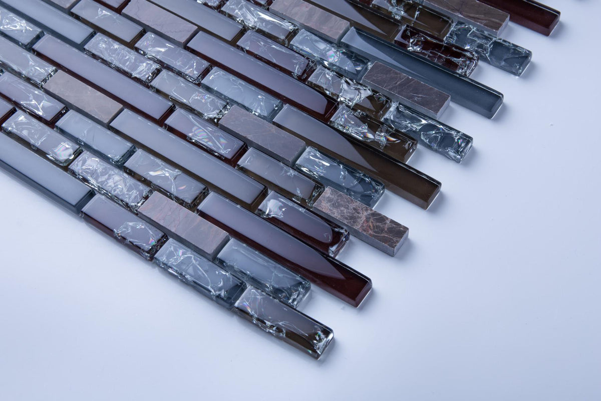 Blue and Brown Crackle Glass & Stone Mosaic Tiles (MT0156) – TJM DIRECT