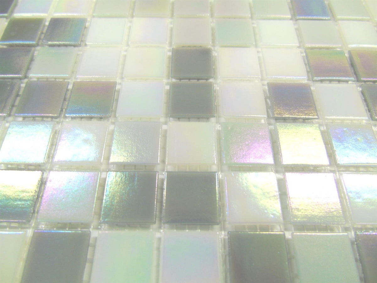 Grey & White Iridescent Mix Glass Mosaic Tiles (MT0167) – TJM DIRECT