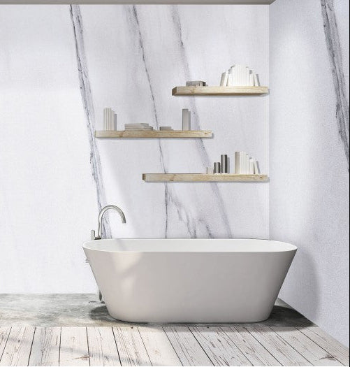 DuraPanel Natural Carrara Marble Gloss Shower Panel on 9mm Plywood ...