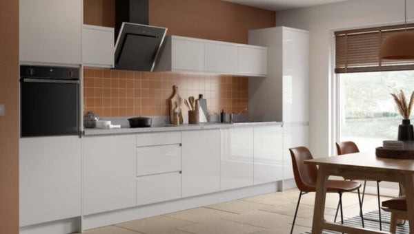 J-Pull Super Gloss Light Grey Wall Kitchen Cabinets with UNICLIC Techn ...