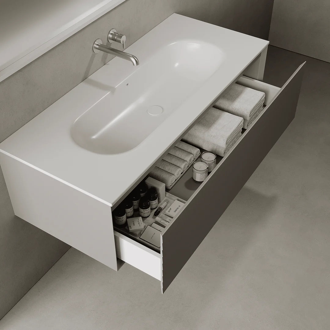 Nordale Stone Grey Lacquered 800/900/1000/1200 Vanity Unit - 1 Drawer ...