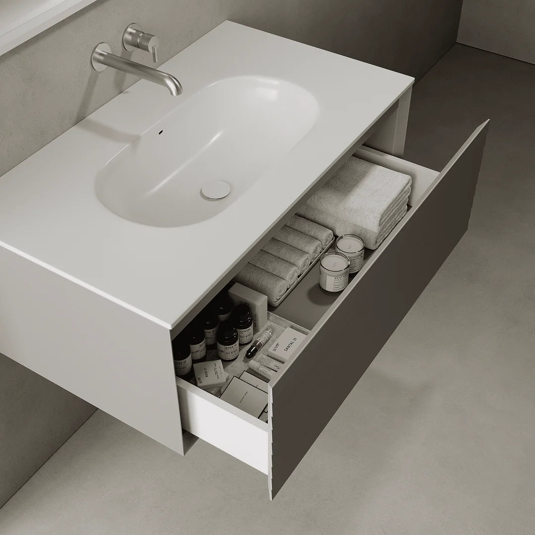 Nordale Stone Grey Lacquered 800/900/1000/1200 Vanity Unit - 1 Drawer ...