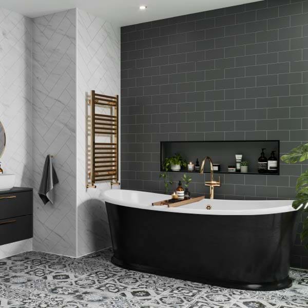 Multipanel Metro Tile Collection Monument Grey Shower Panels 598x2400 ...